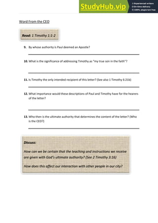 1 Timothy Bible Study | PDF