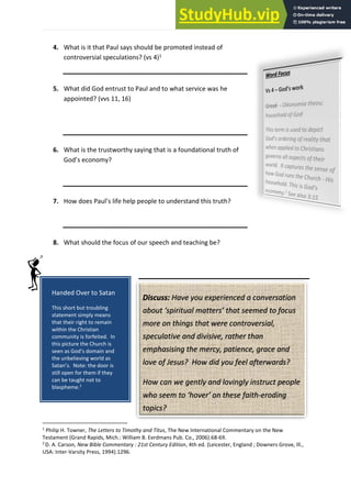 1 Timothy Bible Study | PDF