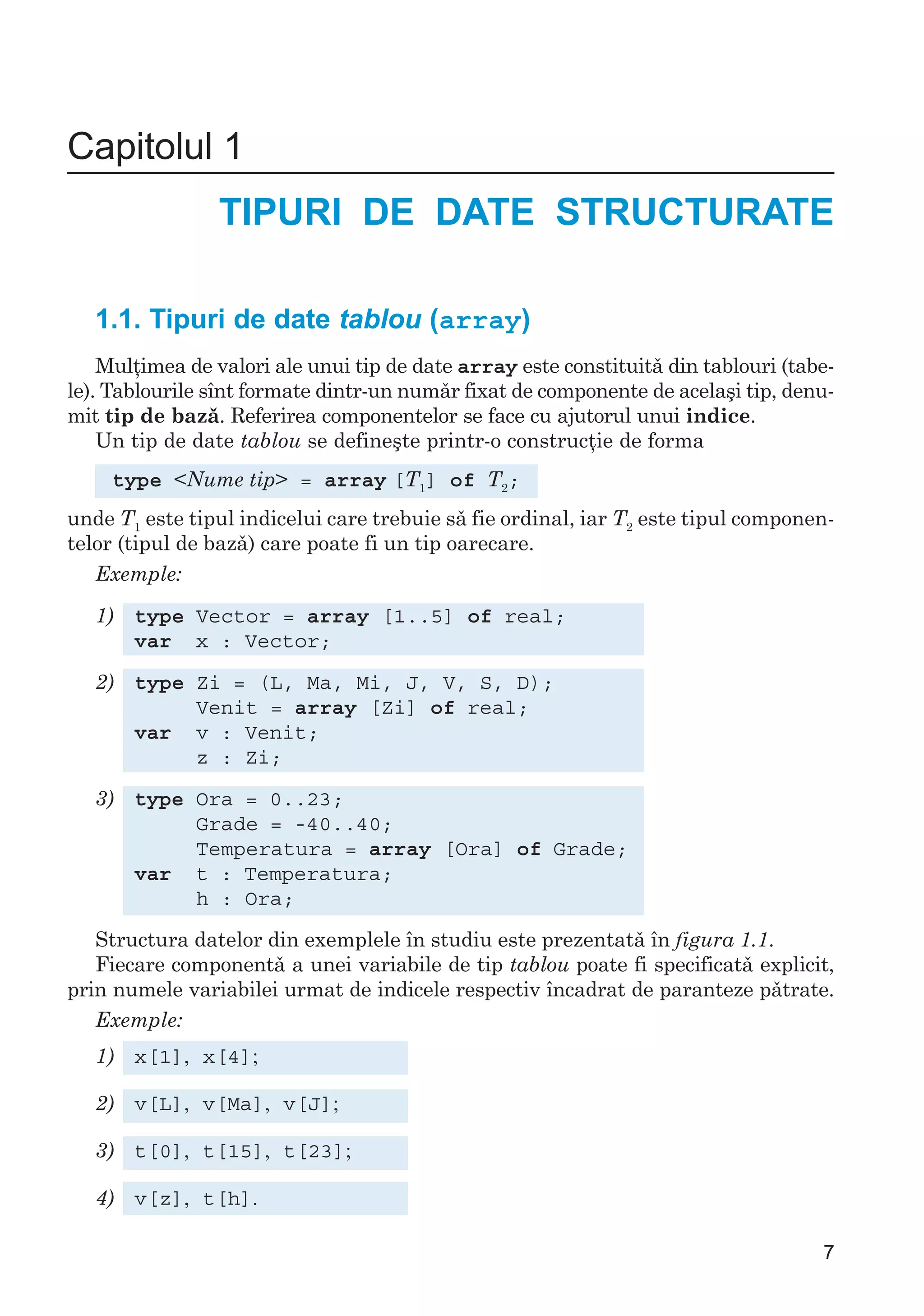 Tipuri de date tablou | PDF