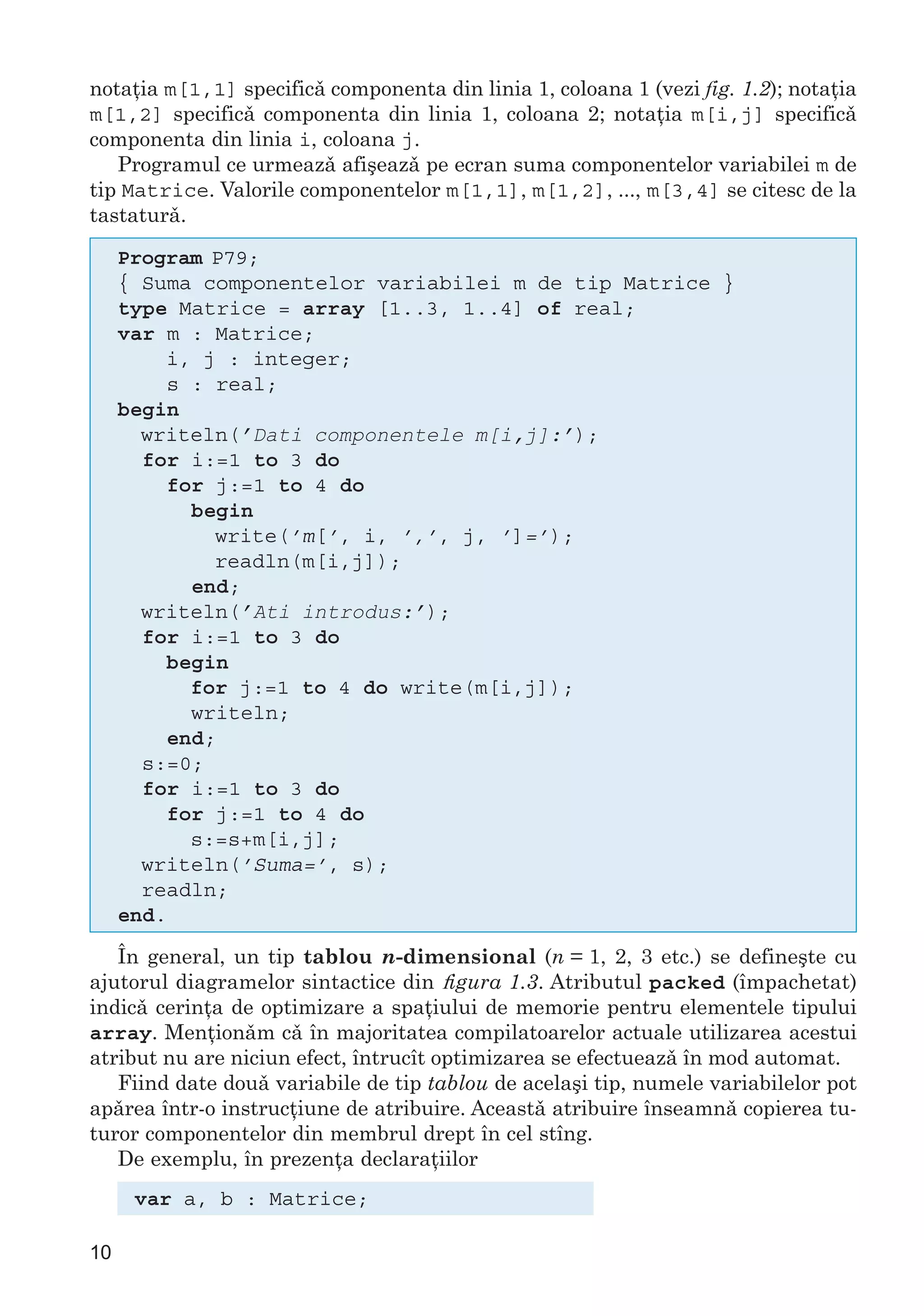 Tipuri de date tablou | PDF
