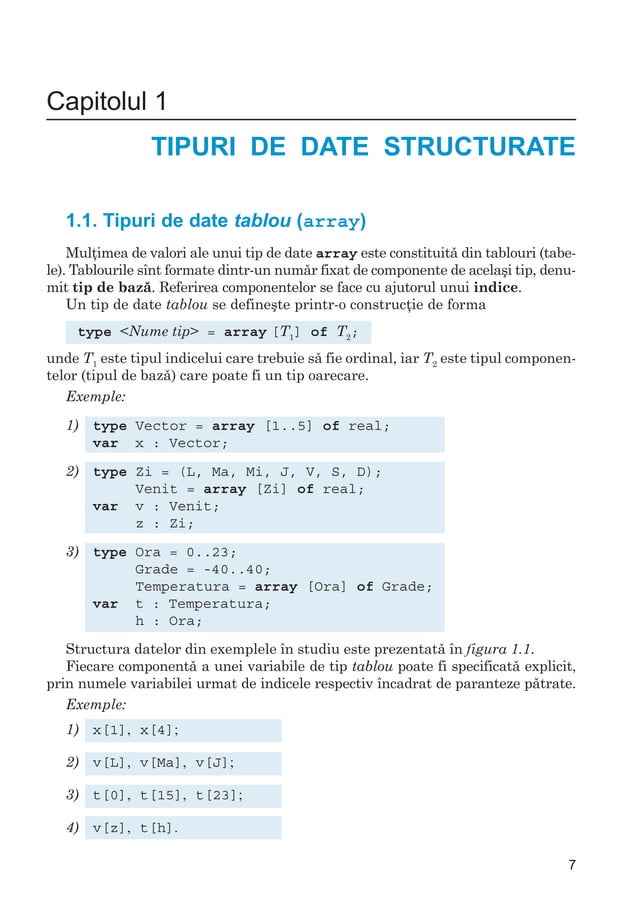 Tipuri de date tablou | PDF