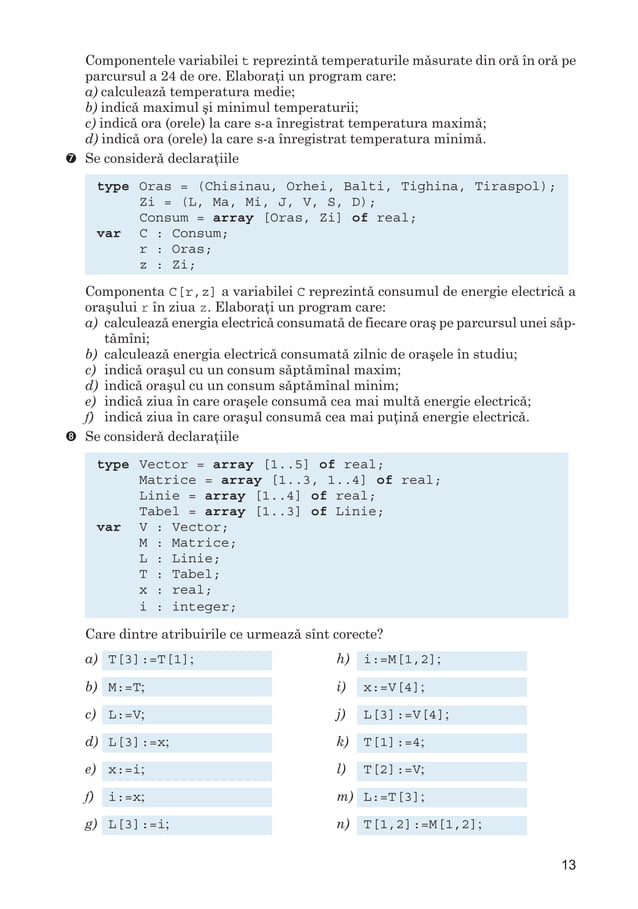 Tipuri de date tablou | PDF