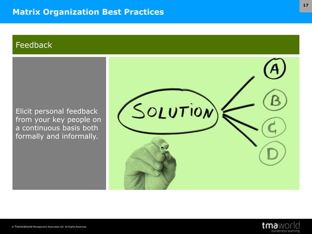 TMA World Viewpoint 26: Matrix Organization Best Practices - Extending ...