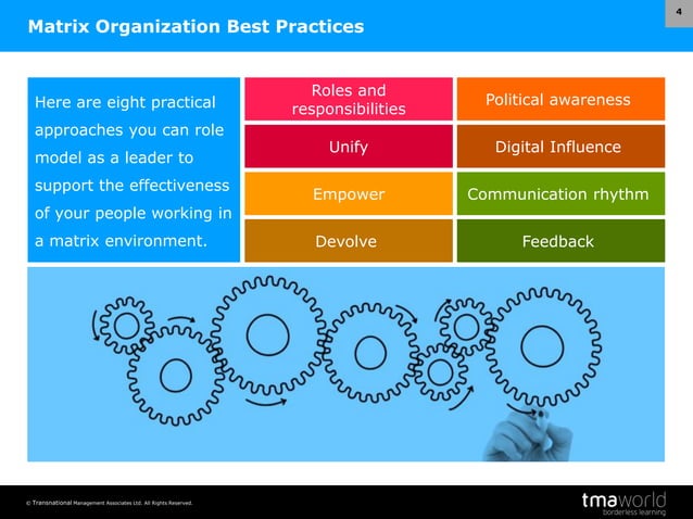 TMA World Viewpoint 26: Matrix Organization Best Practices - Extending ...