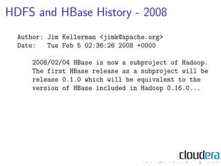 HBaseCon 2012 | HBase and HDFS: Past, Present, Future - Todd Lipcon ...
