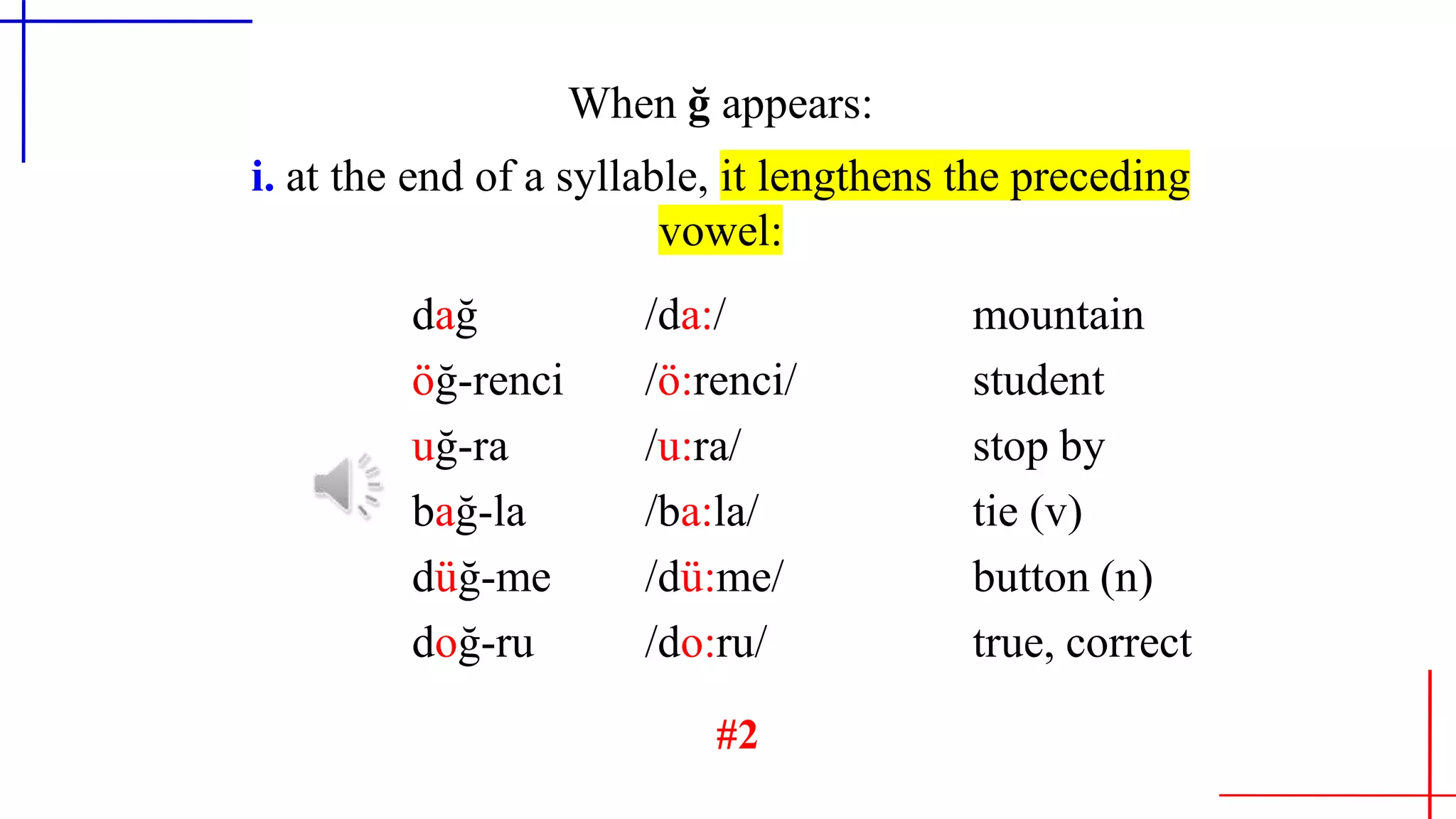 Turkish alphabet - How to pronounce ğ | PDF