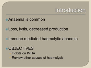 SASH : Haemolytic anemia by Dr Sara M. Cowan | PPT