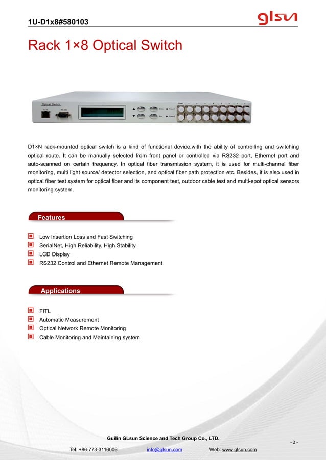 1u-d1x8-rackmount-optical-switch-data-sheet-580103.pdf | Computer ...