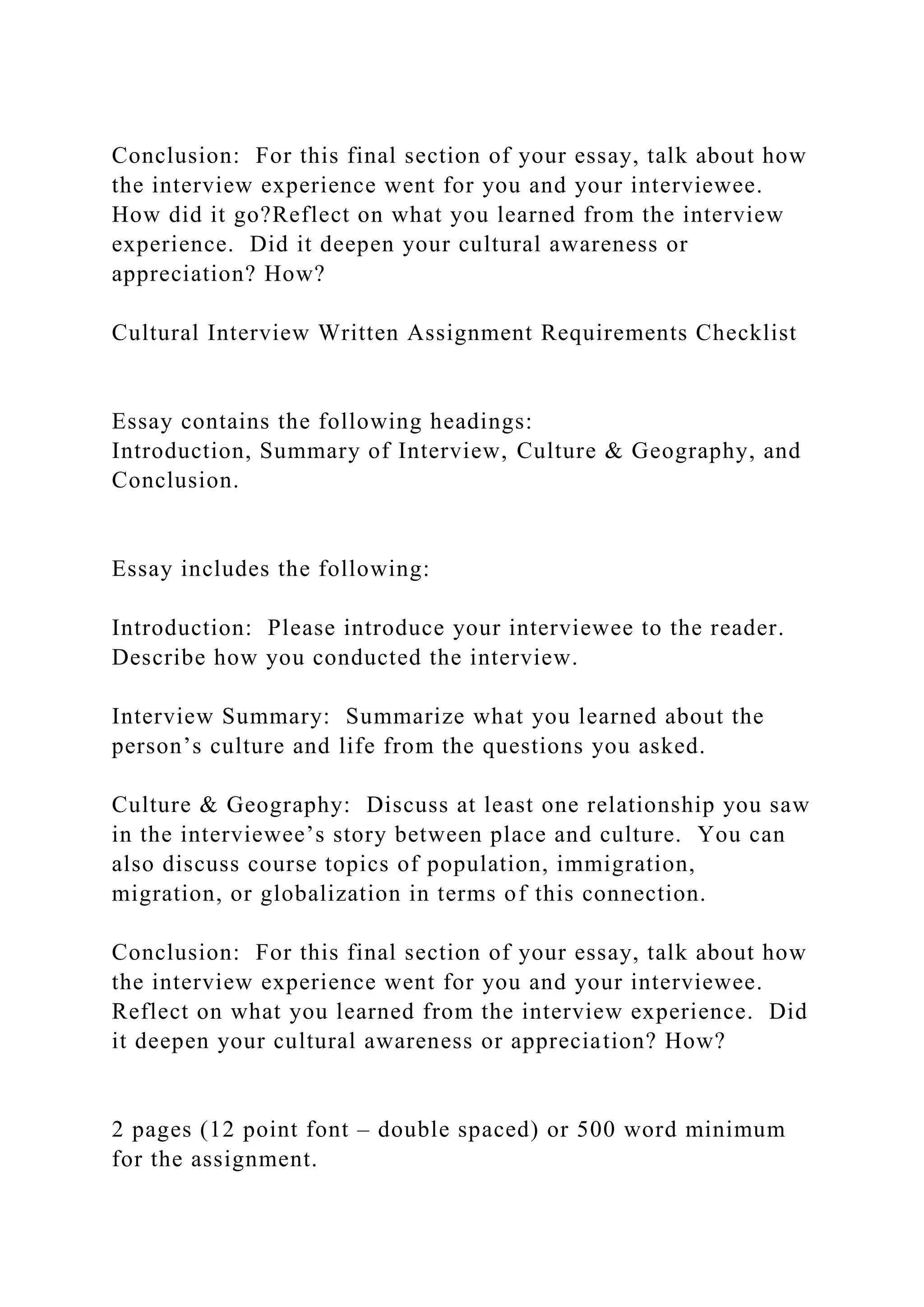 1Unit 2 Cultural Interview AssignmentThis document includes.docx