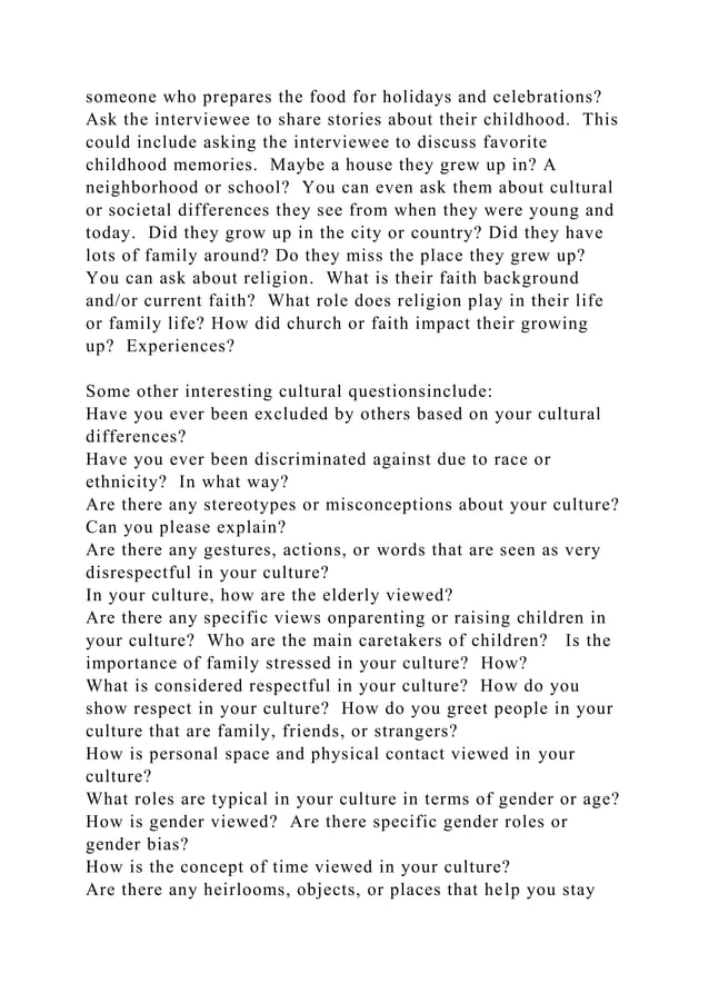 1Unit 2 Cultural Interview AssignmentThis document includes.docx