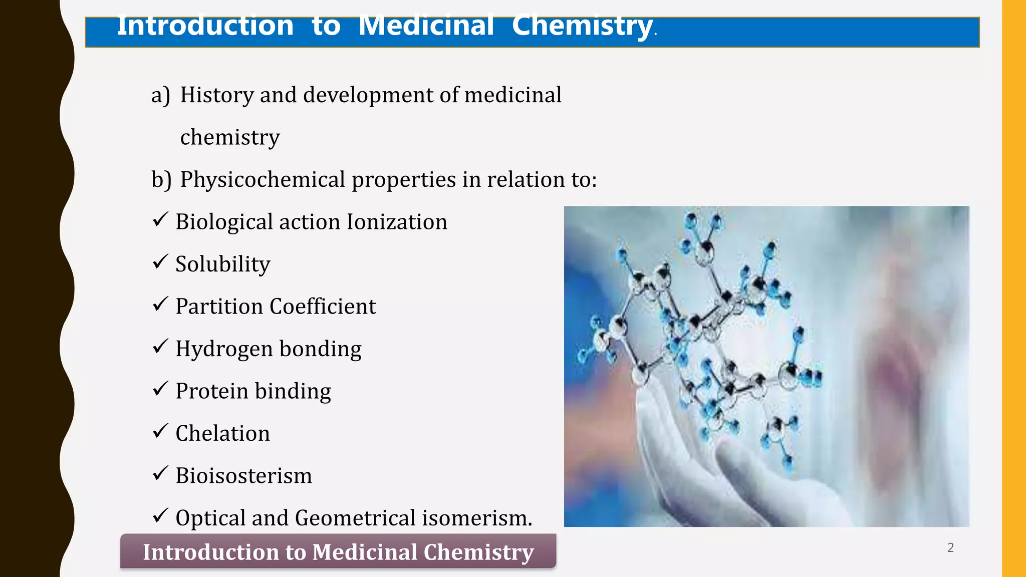1 UNIT I: INTRODUCTION TO MEDICINAL CHEMISTRY | PPTX