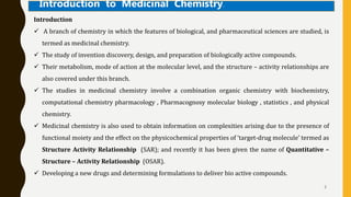 1 UNIT I: INTRODUCTION TO MEDICINAL CHEMISTRY | PPTX