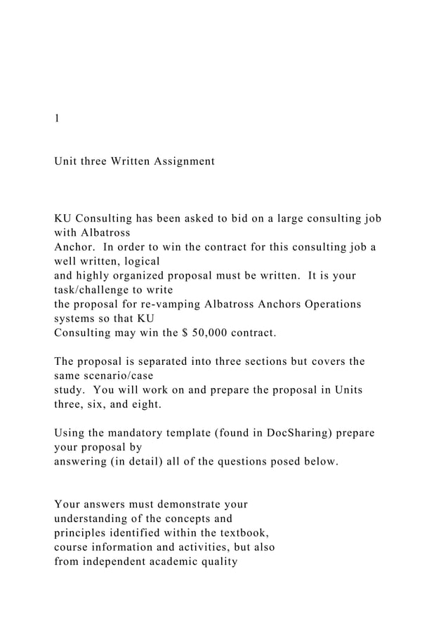 1 Unit three Written Assignment KU Consulting .docx