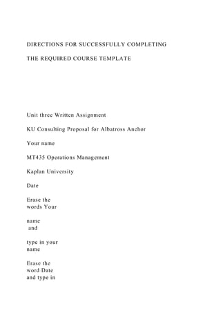 1 Unit three Written Assignment KU Consulting .docx