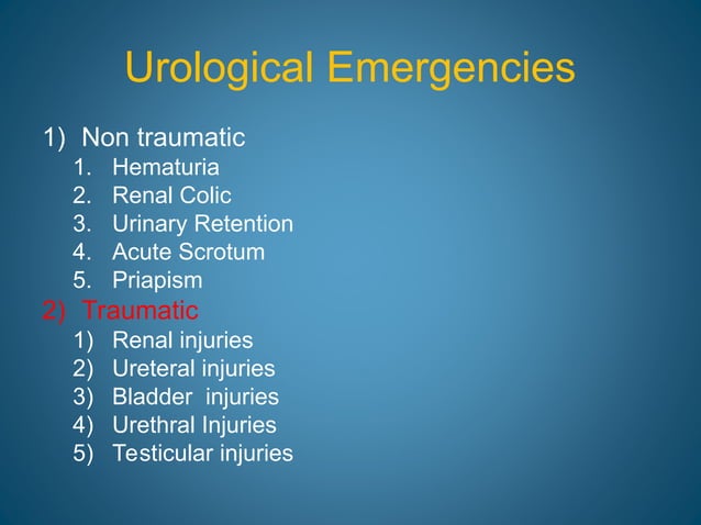 Urology emergency, classification case and work up | PPT