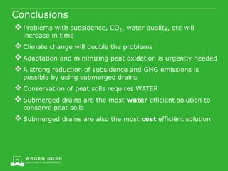 Diminishing peat oxidation of agricultural peat soils by infiltration ...