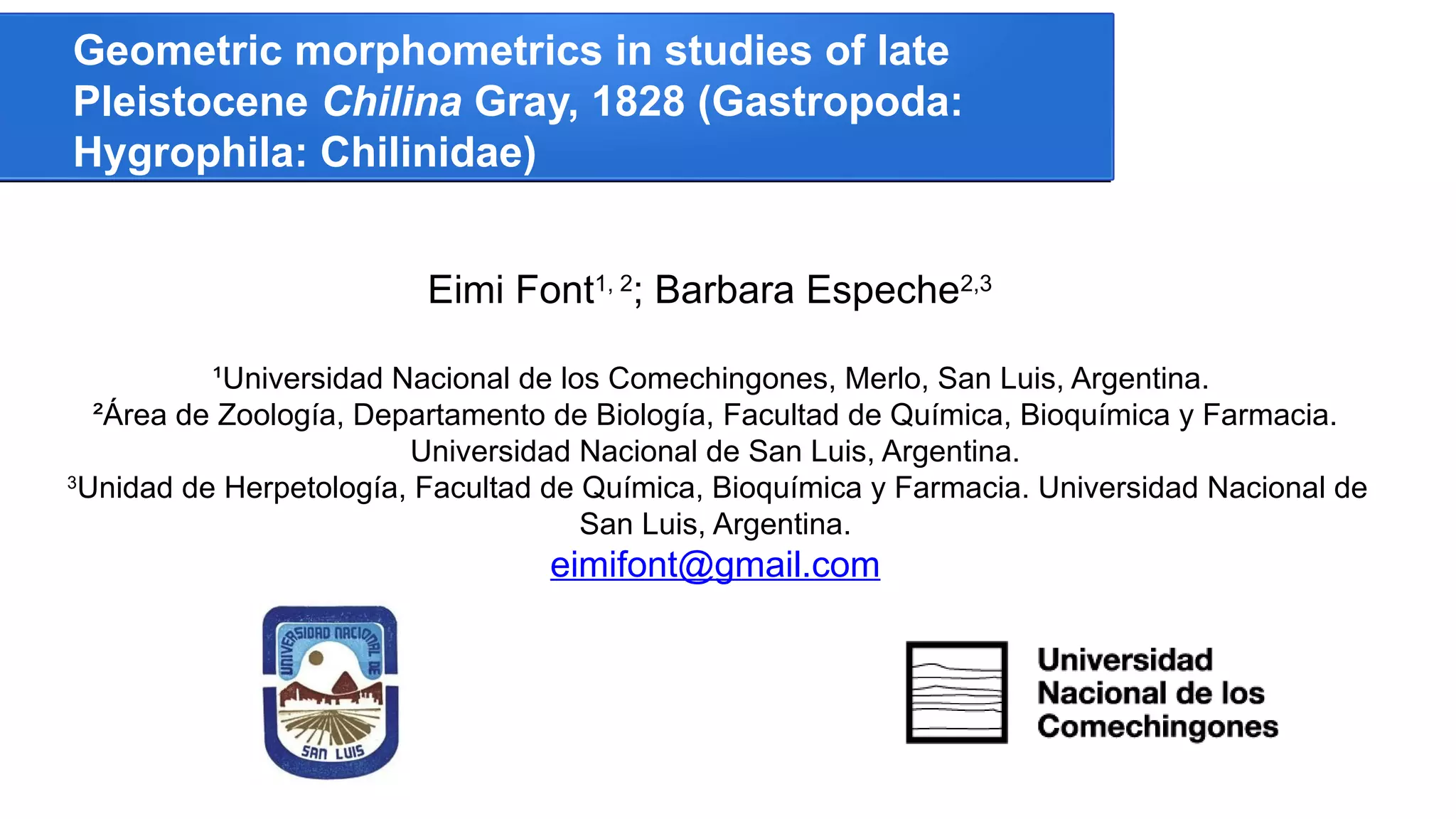Geometric morphometrics in studies of late Pleistocene Chilina Gray ...