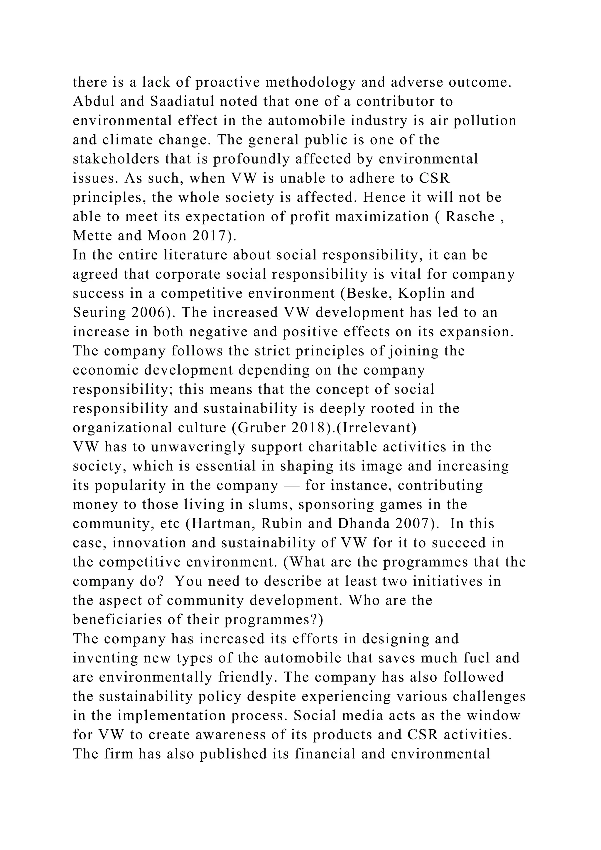 1Volkswagen Corporate Social Responsibility.docx | Automotive Industry ...