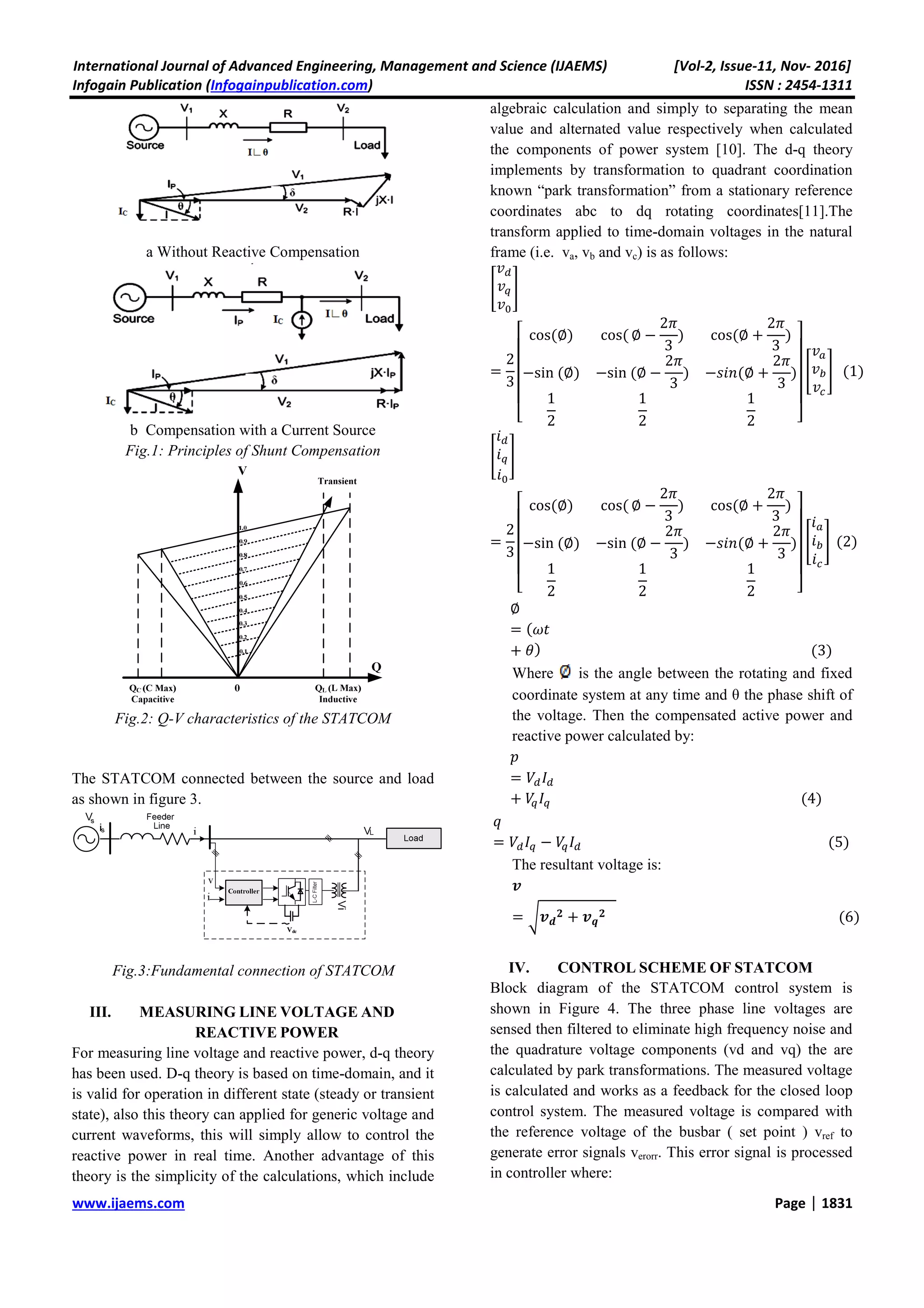 Voltage Profile Improvement Using Static Synchronous Compensator Statcom Pdf