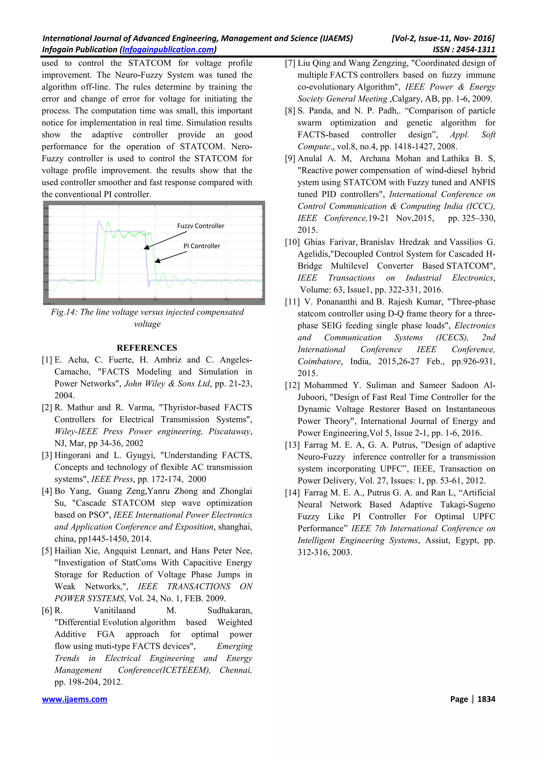 Voltage Profile Improvement Using Static Synchronous Compensator Statcom Pdf