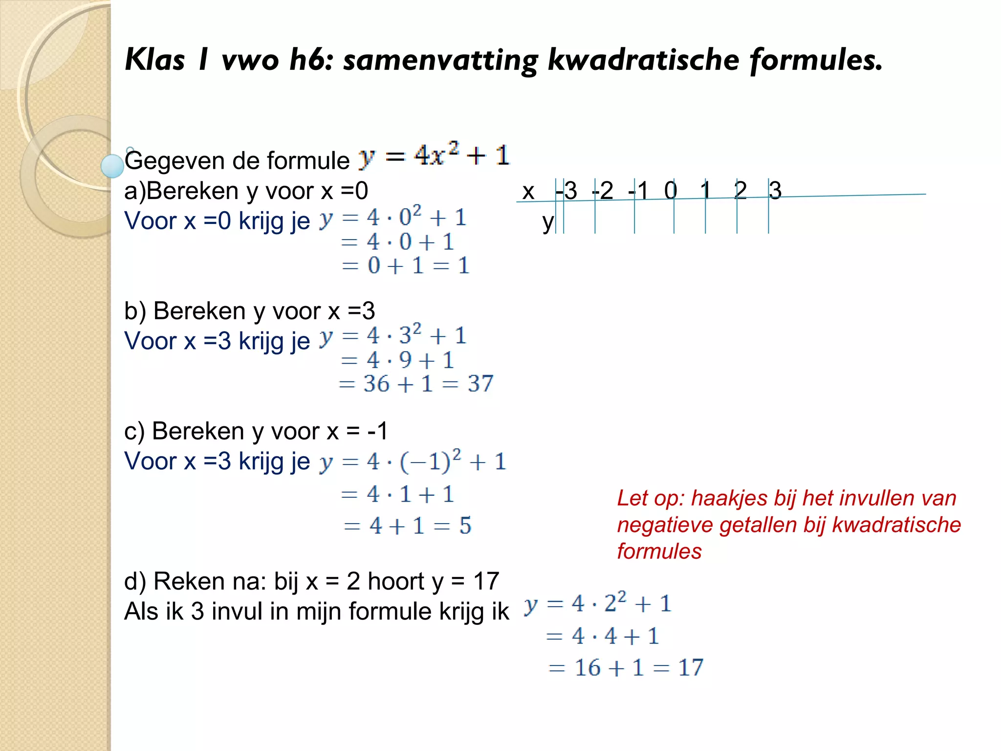 1vsamenvattingkwadratischeformules | PPT