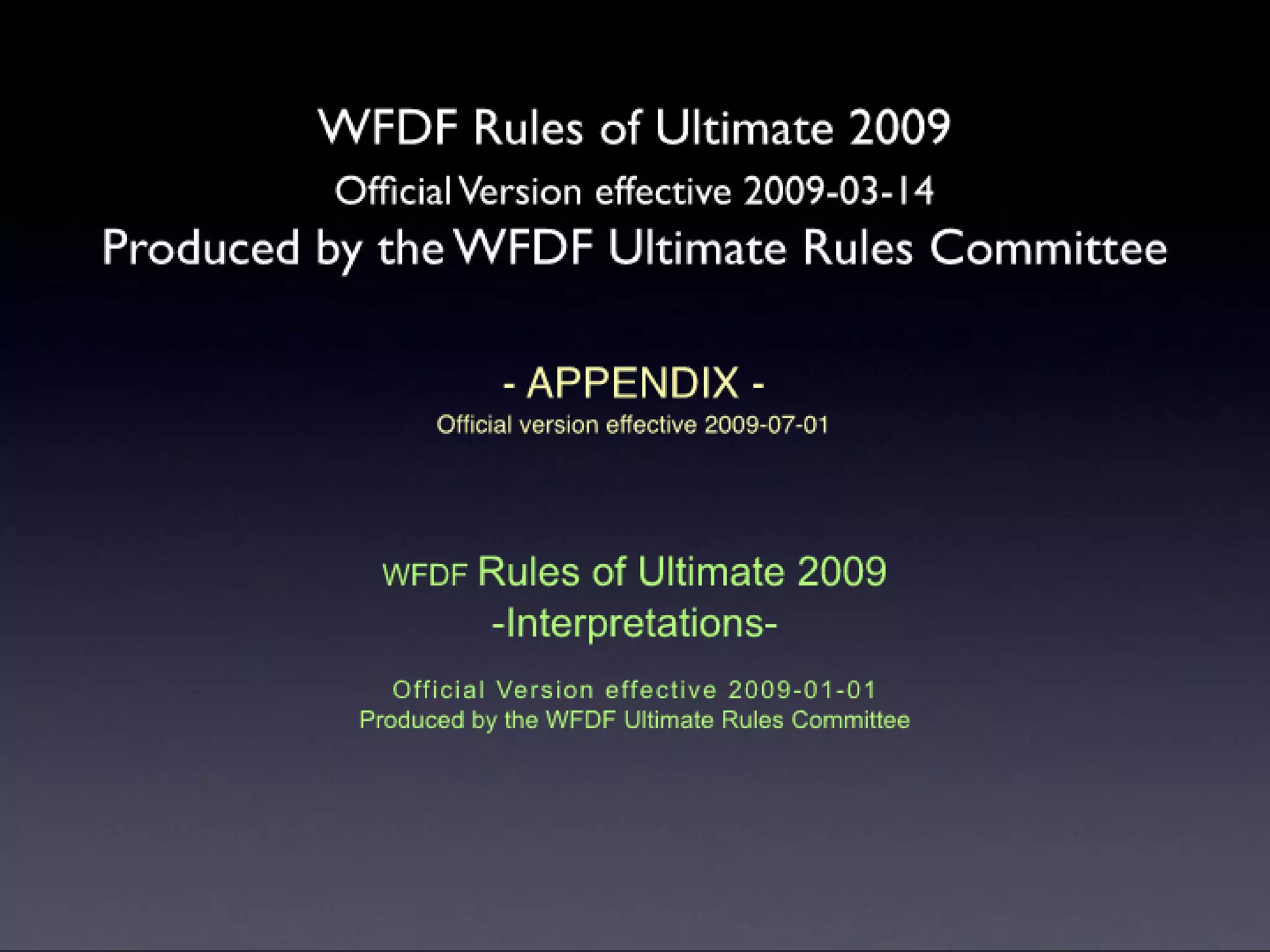 WFDF rules 1-6 of ultimate 2009 | PPT