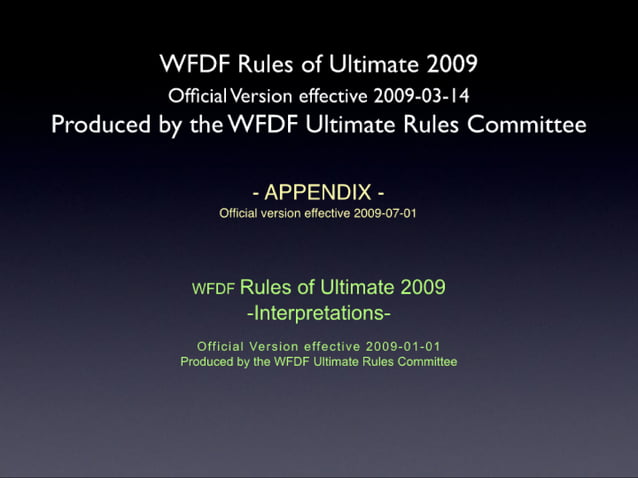 WFDF rules 1-6 of ultimate 2009 | PDF