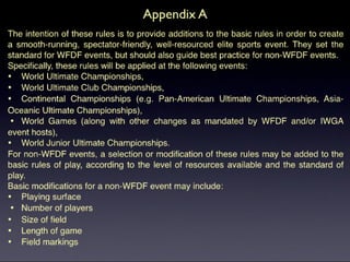 WFDF rules 1-6 of ultimate 2009 | PDF