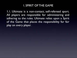 WFDF rules 1-6 of ultimate 2009 | PDF