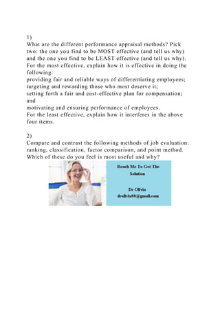 1)What are the different performance appraisal methods Pick two .docx