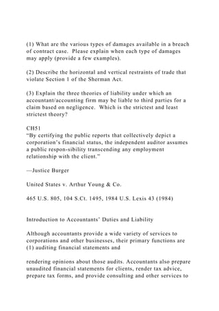 (1) What are the various types of damages available in a breach of.docx