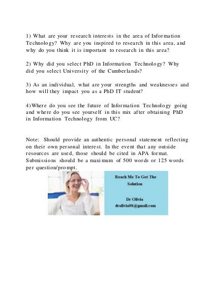 1) What are your research interests in the area of Information Techn | PDF