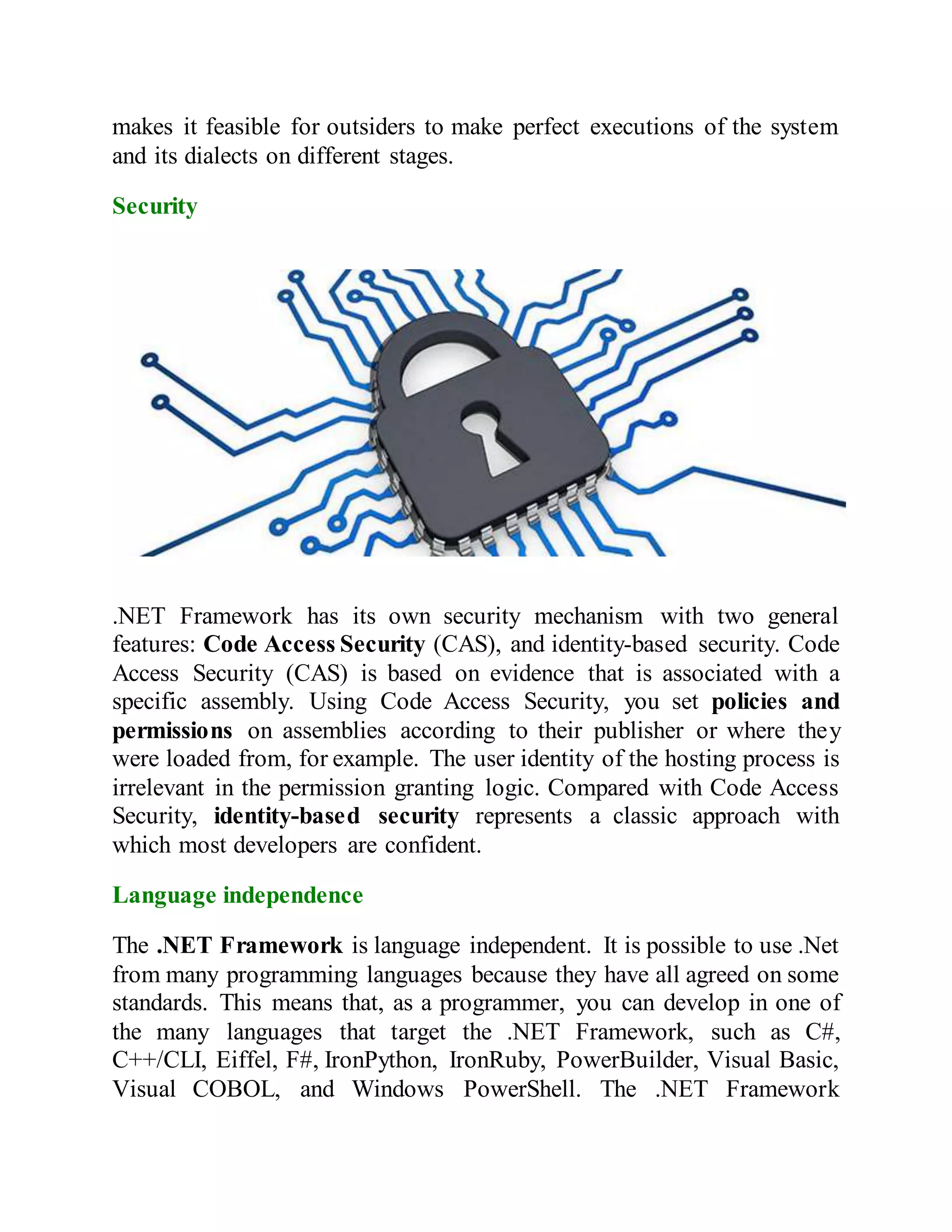 1 what is microsoft .net framework | DOCX | Programming Languages | Computing