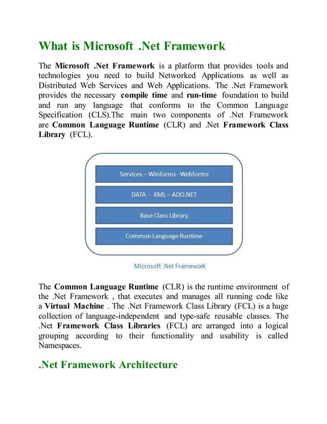 1 what is microsoft .net framework | DOCX | Programming Languages | Computing
