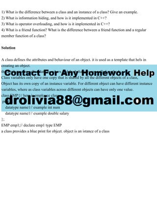 1) What is the difference between a class and an instance of a class.pdf