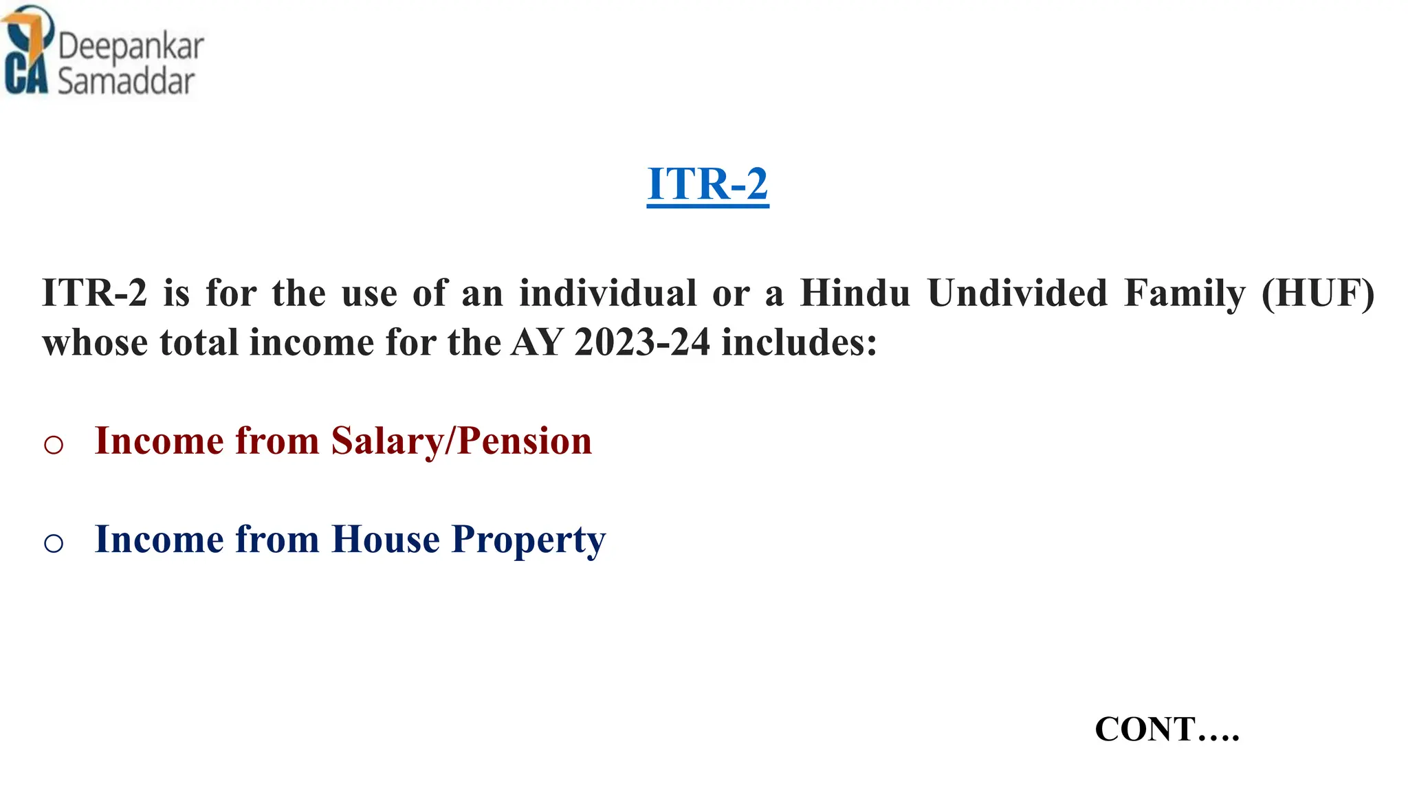 1 Types of ITR forms to be filed for FY 22-23.pptx | Business ...