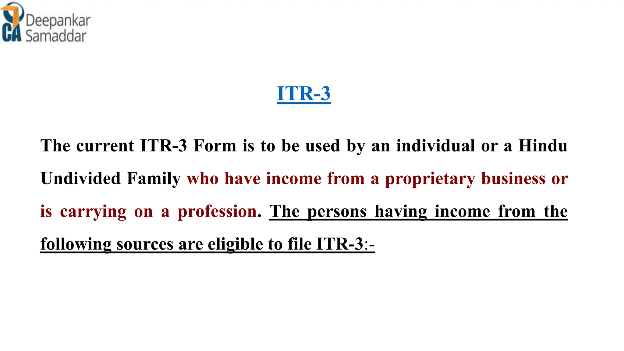 1 Types of ITR forms to be filed for FY 22-23.pptx | Business ...