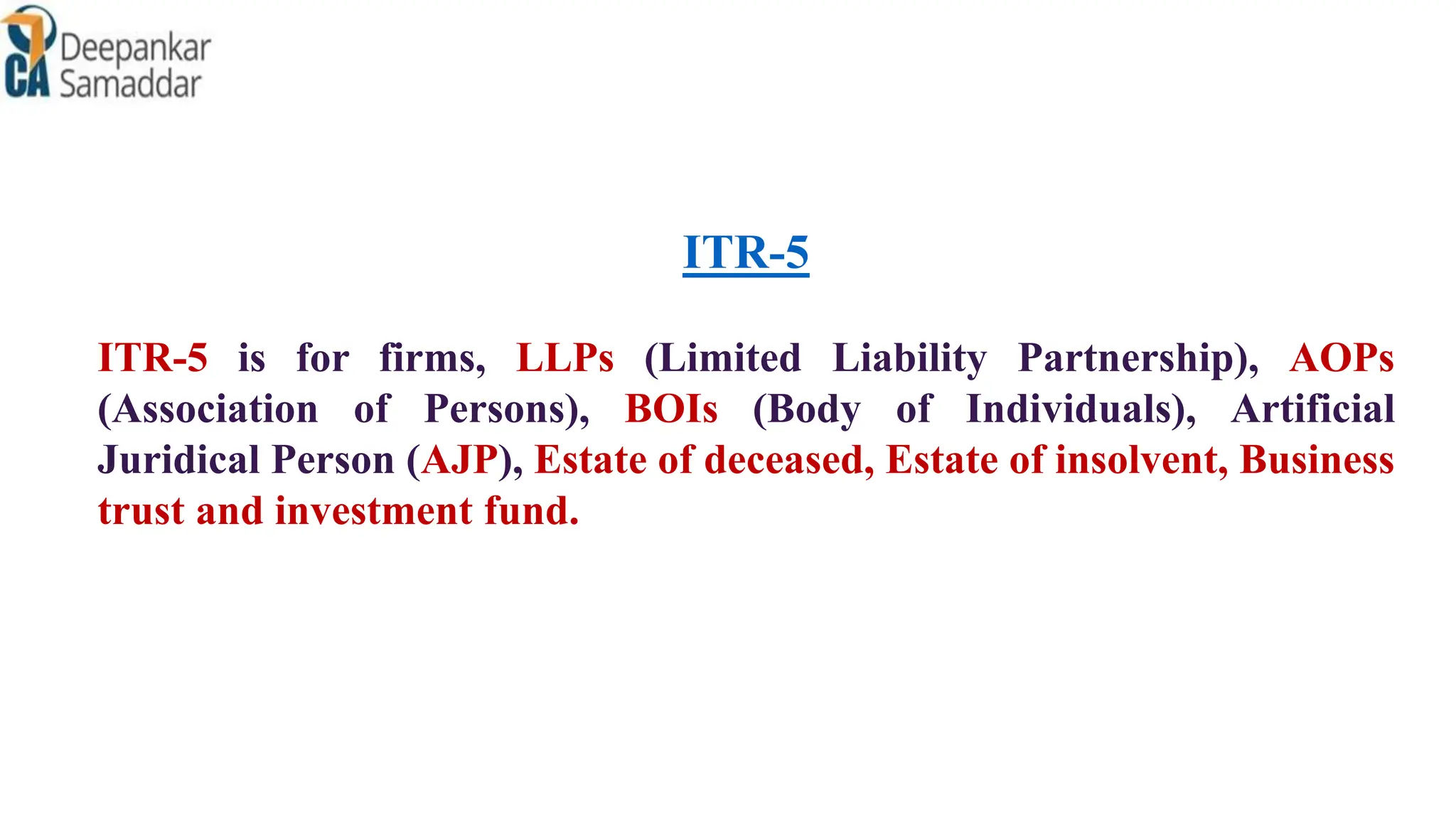 1 Types of ITR forms to be filed for FY 22-23.pptx | Business ...