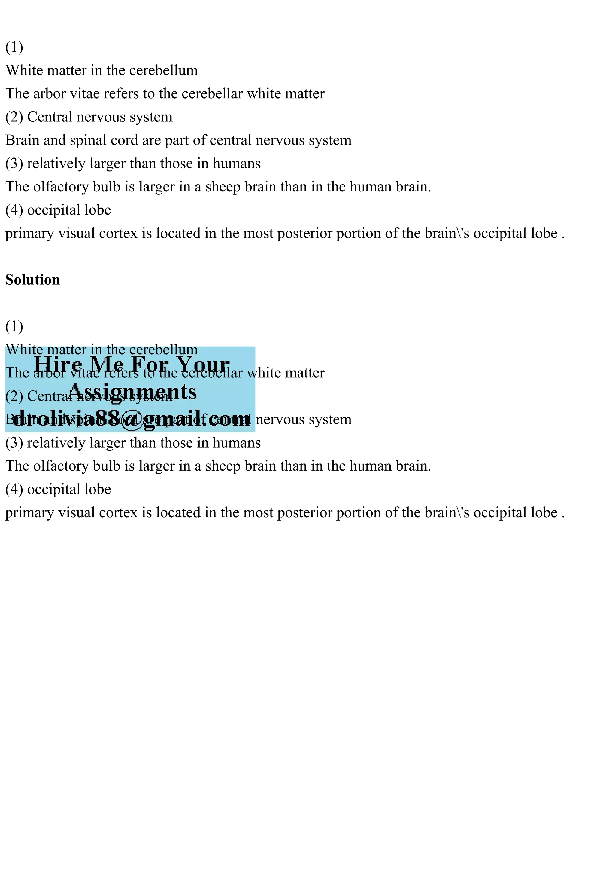 (1)White matter in the cerebellumThe arbor vitae refers to the c.pdf | Brain and Nervous System ...