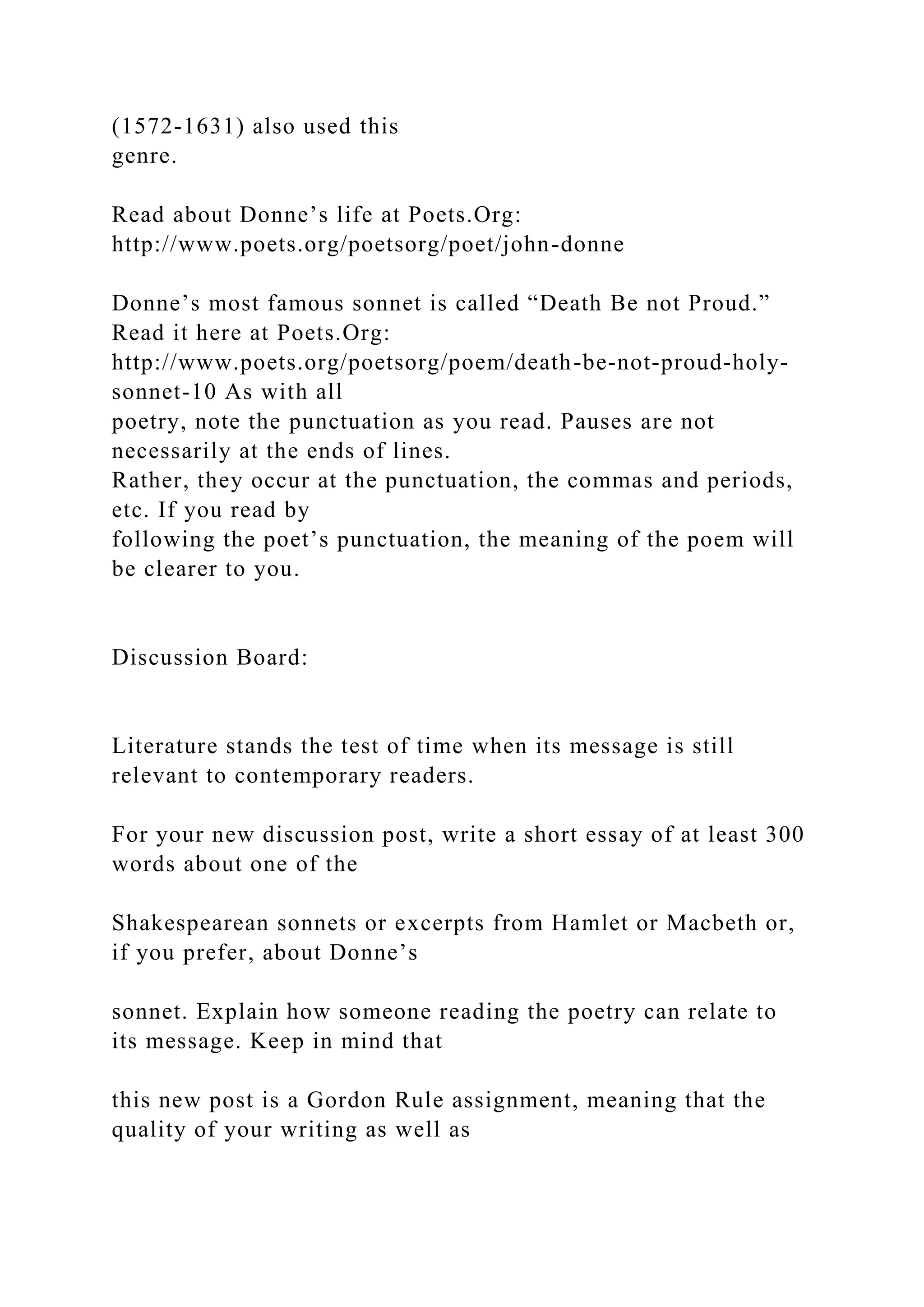 1 William Shakespeare and John Donne .docx