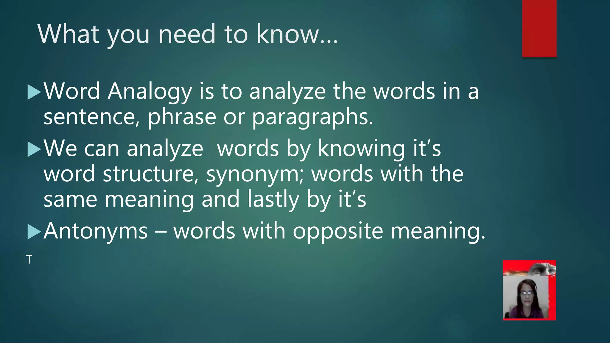 Word Analogy Lesson English First Quarter 2020 | PPTX