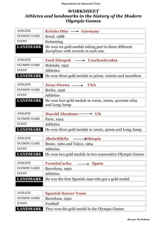 1 worksheet athletics & the olympics | PDF
