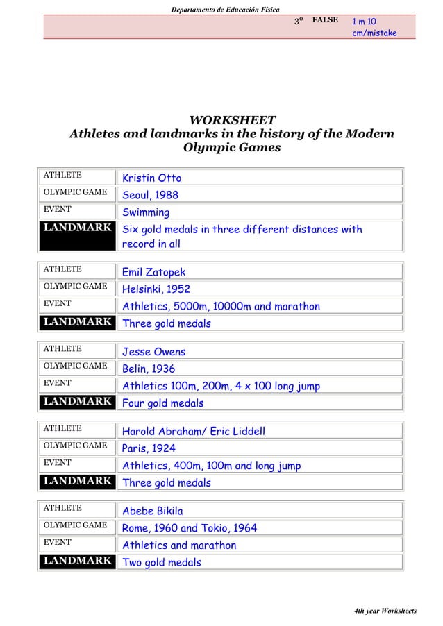 1 worksheet athletics & the olympics (2) | DOCX | Summer Olympic Sports ...