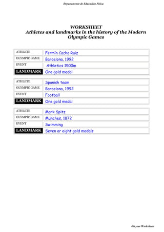 1 worksheet athletics & the olympics (2) | DOCX | Summer Olympic Sports ...