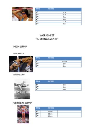 1 worksheets 1 st term 2º eso athletics & fisical conditions | DOCX