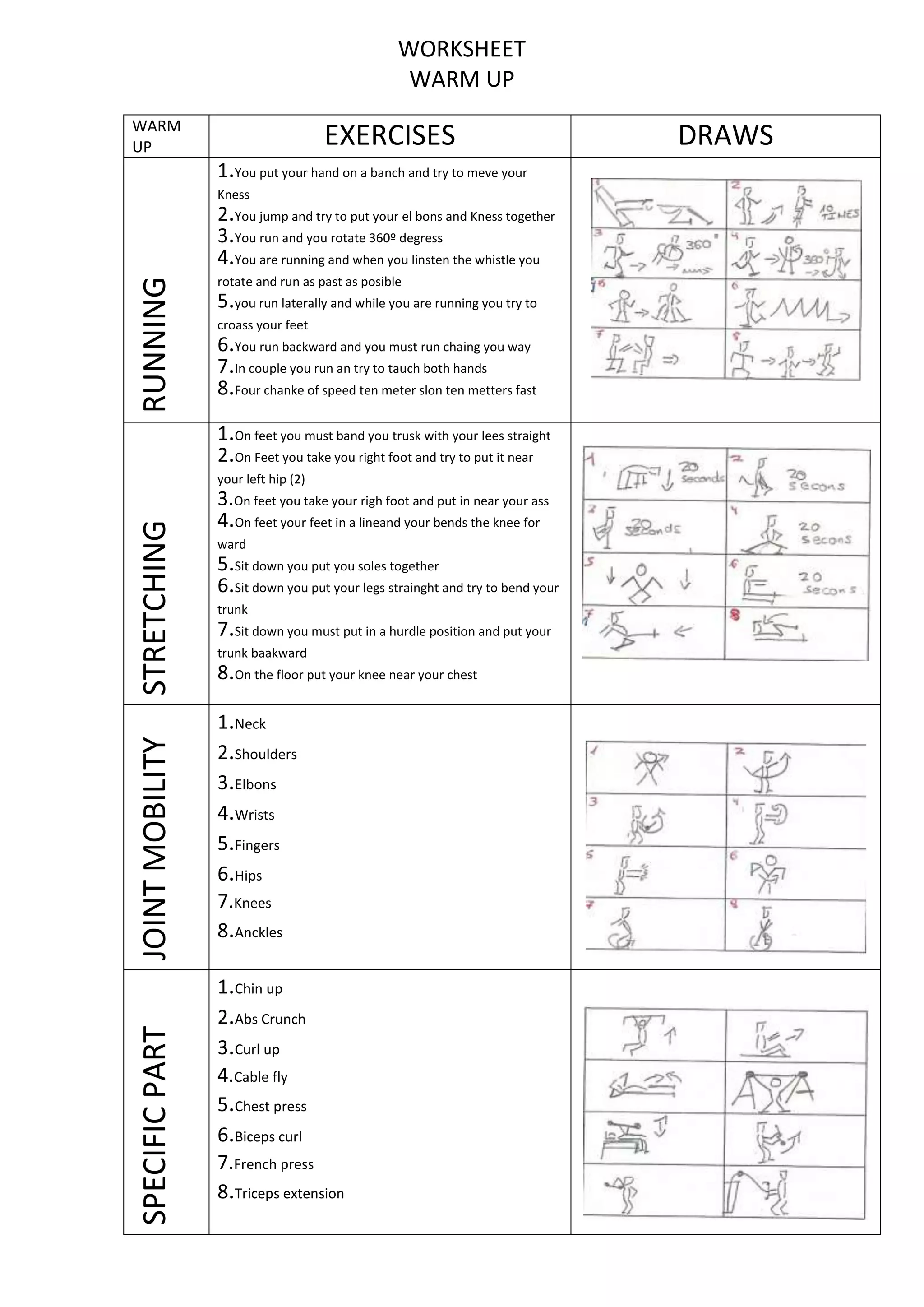 1 worksheets 1 st term 2º eso athletics & fisical conditions | DOCX