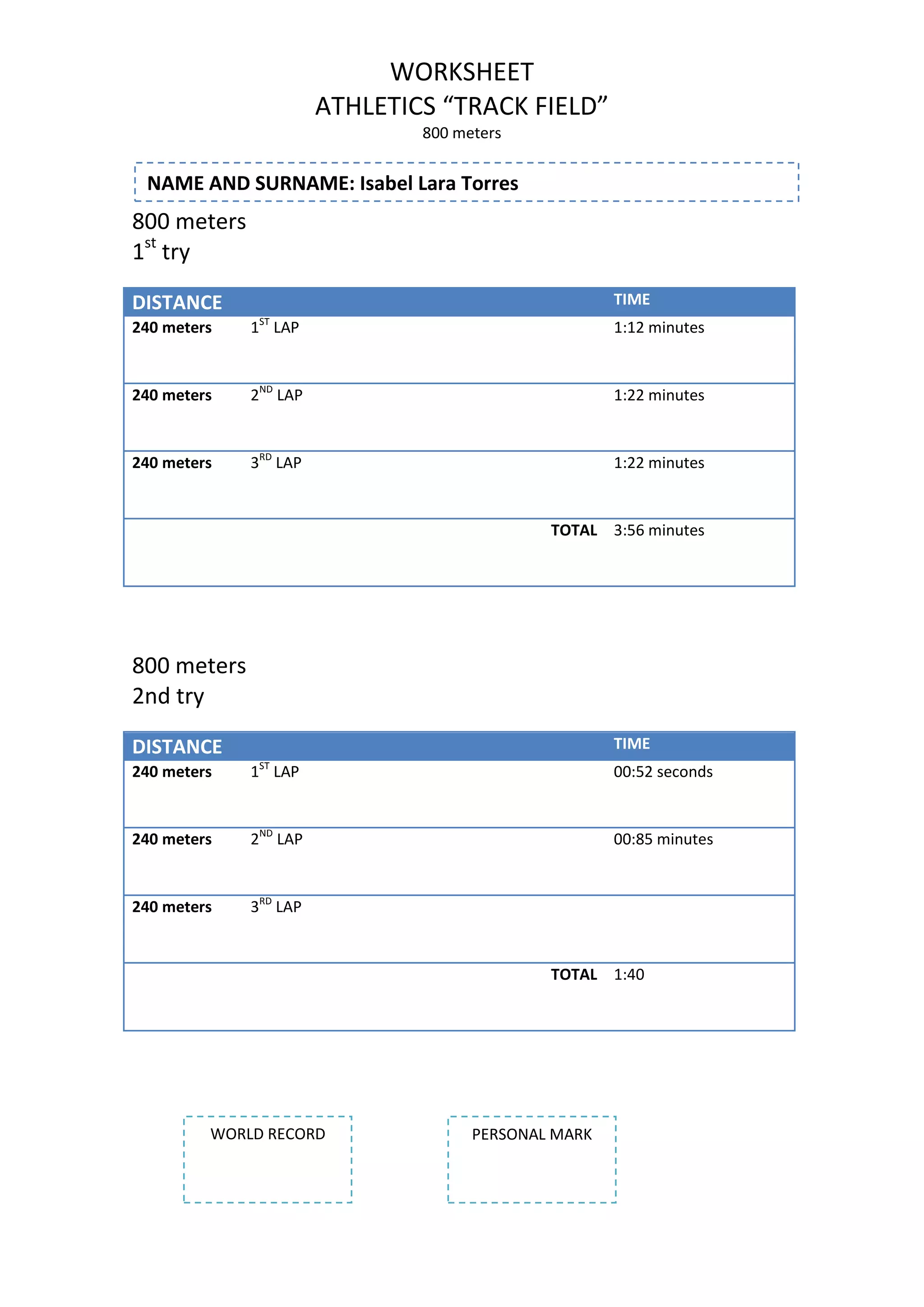 1 worksheets 1 st term 2º eso athletics & fisical conditions | DOCX