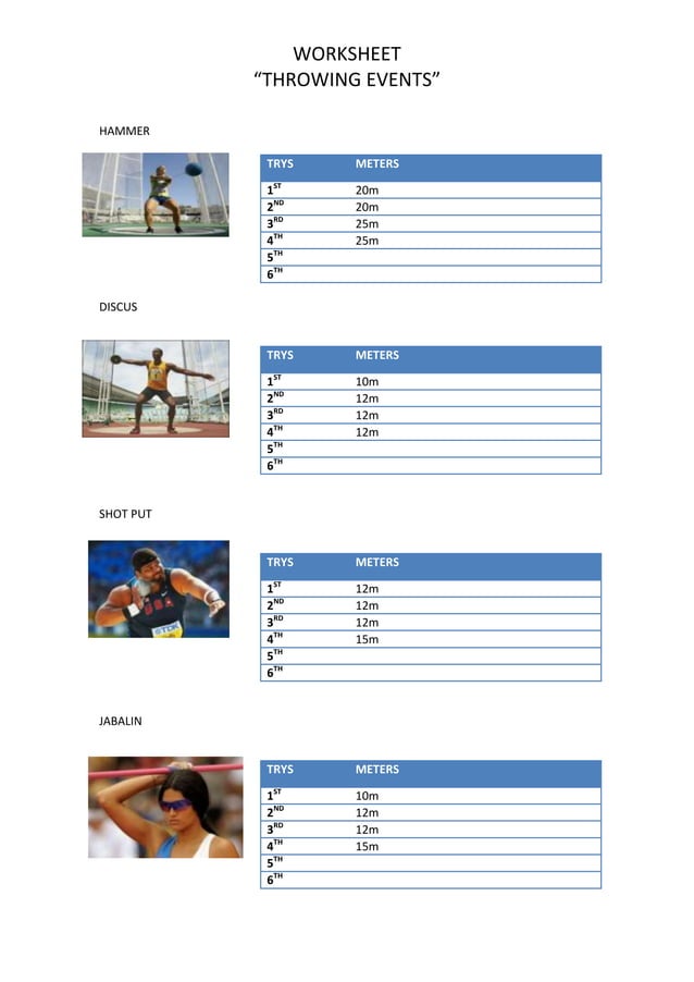 1 worksheets 1 st term 2º eso athletics & fisical conditions | PDF