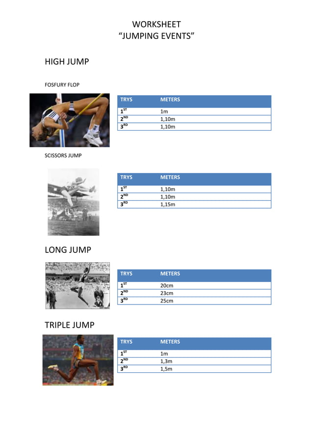 1 worksheets 1 st term 2º eso athletics & fisical conditions | PDF