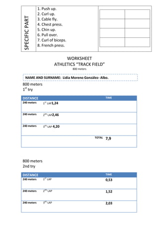 1 worksheets 1 st term 2º eso athletics & fisical conditions | PDF